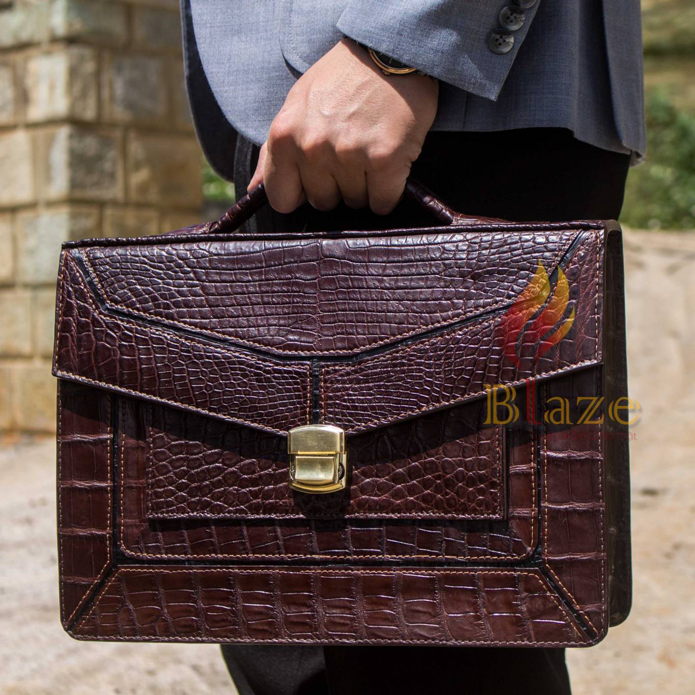 Cặp Laptop Da Cá Sấu | Da Bụng Khoá Số