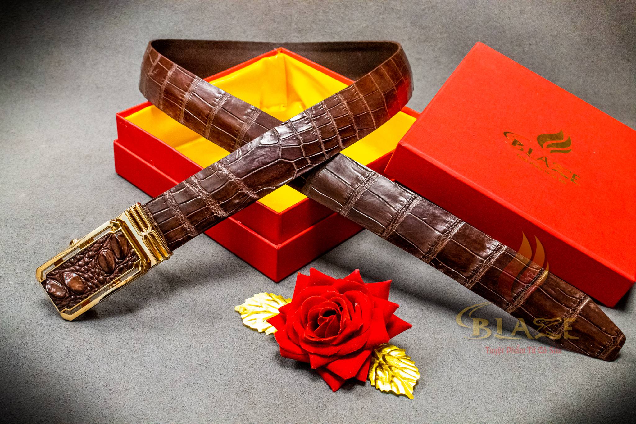 Dây Thắt Lưng Liền | Da Bụng Cá Sấu Cao Cấp | Khoá Tự Động | Mặt Khoá Độc